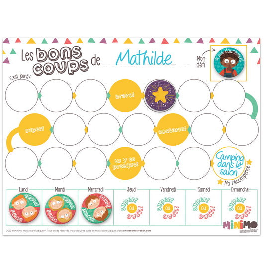 Tableau "Mes bons coups" avec ens. 8 aimants — Griffon